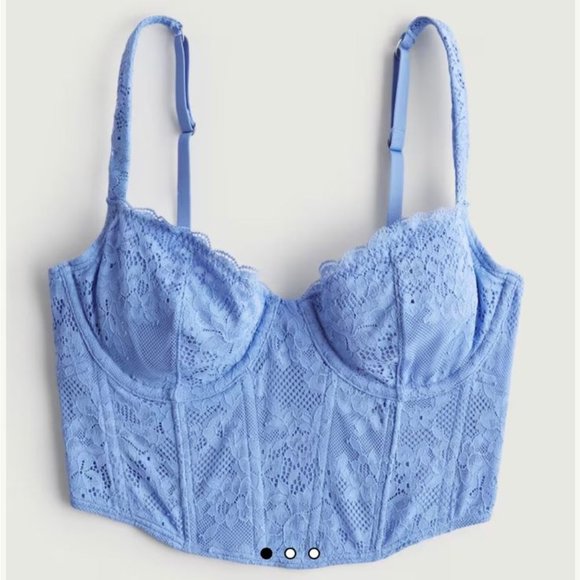 Gilly Hicks | Tops | Gilly Hicks Blue Lace Corset Bustier Crop Top Size ...